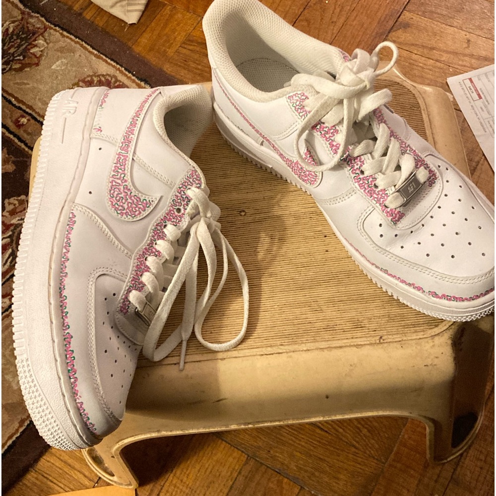 Nike Air Af1 Custom Painted Leather Pink And Green De… - Gem